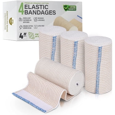 Premium Elastic Bandage Wrap - 4 Pack + 12 Extra Clips - Durable ...