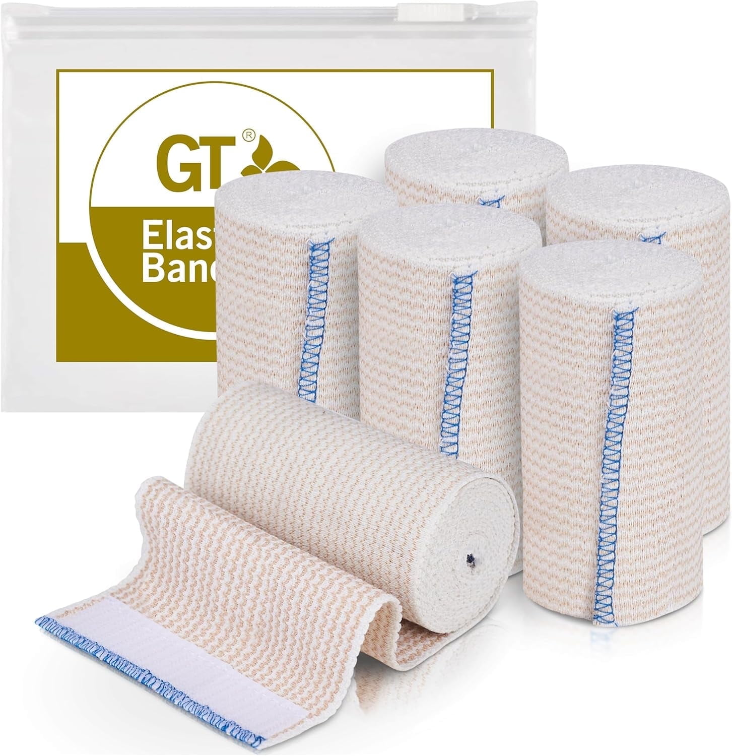 GT USA Organic Cotton Elastic Bandage Wrap (4" Wide, 6 Pack) | Hook ...