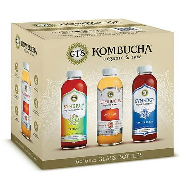 GT's Kombucha Variety Pack, 6 pack, 16 fl oz bottles - Walmart.com