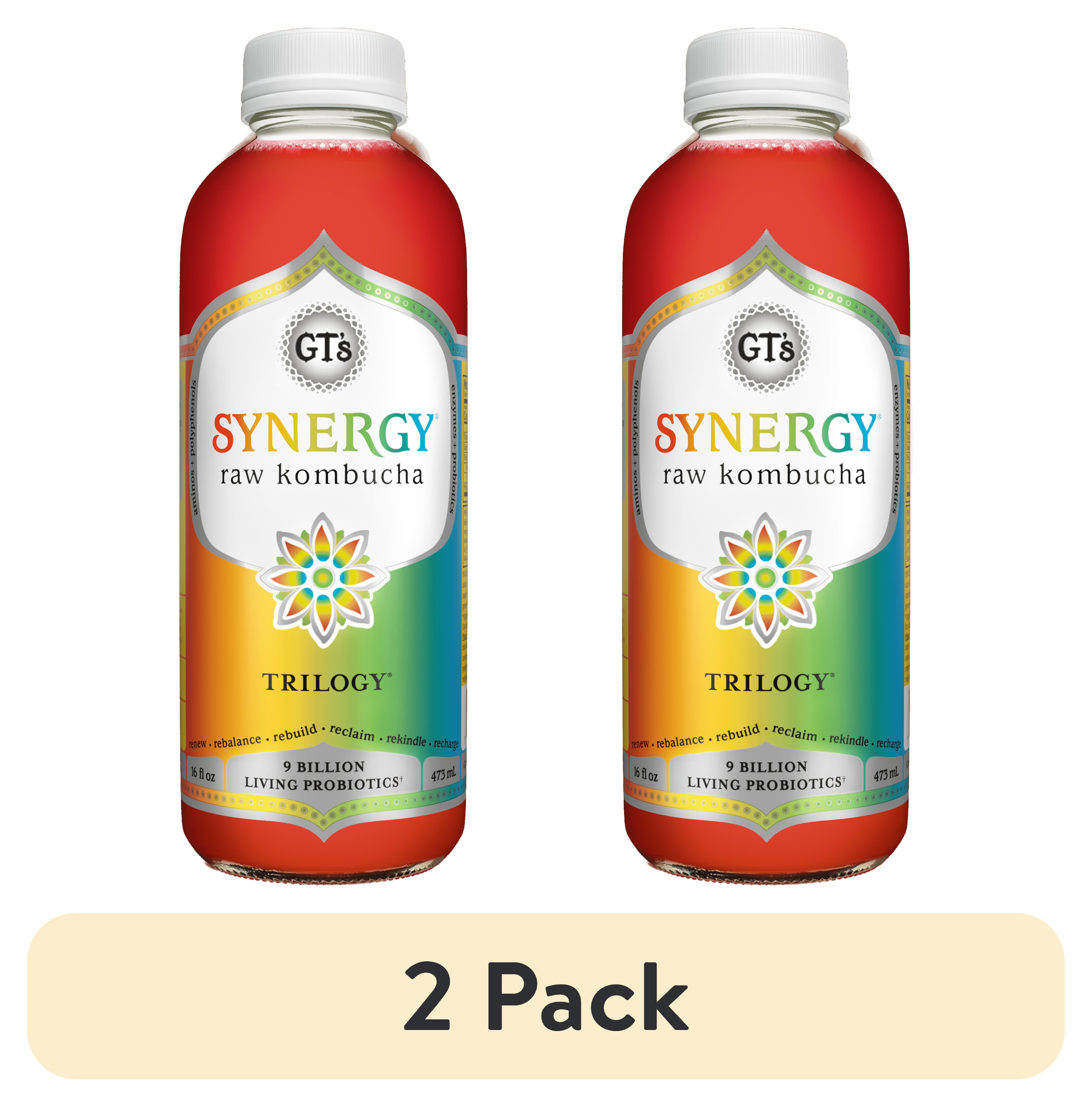 (2 pack) Synergy The Real Kombucha, Trilogy, 16 fl oz - Walmart.com