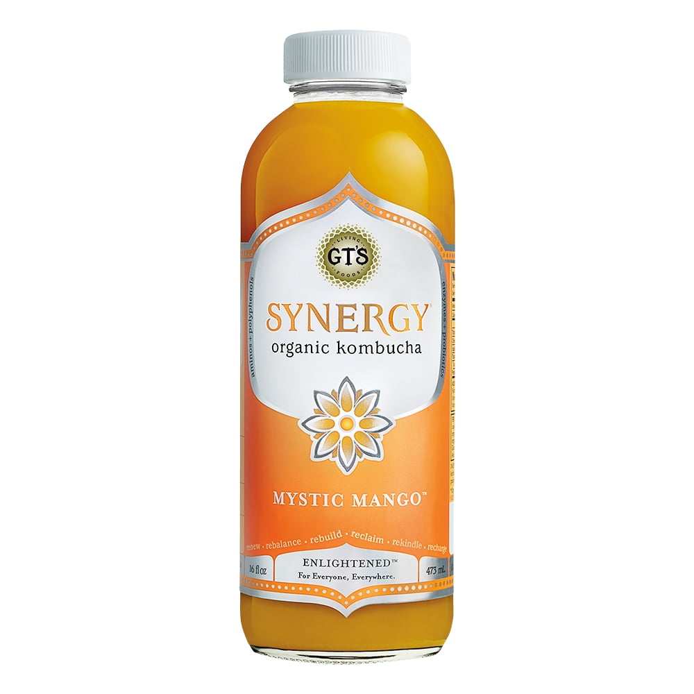 GT's Synergy Organic Mystic Mango Kombucha, 16 fl oz - Walmart.com