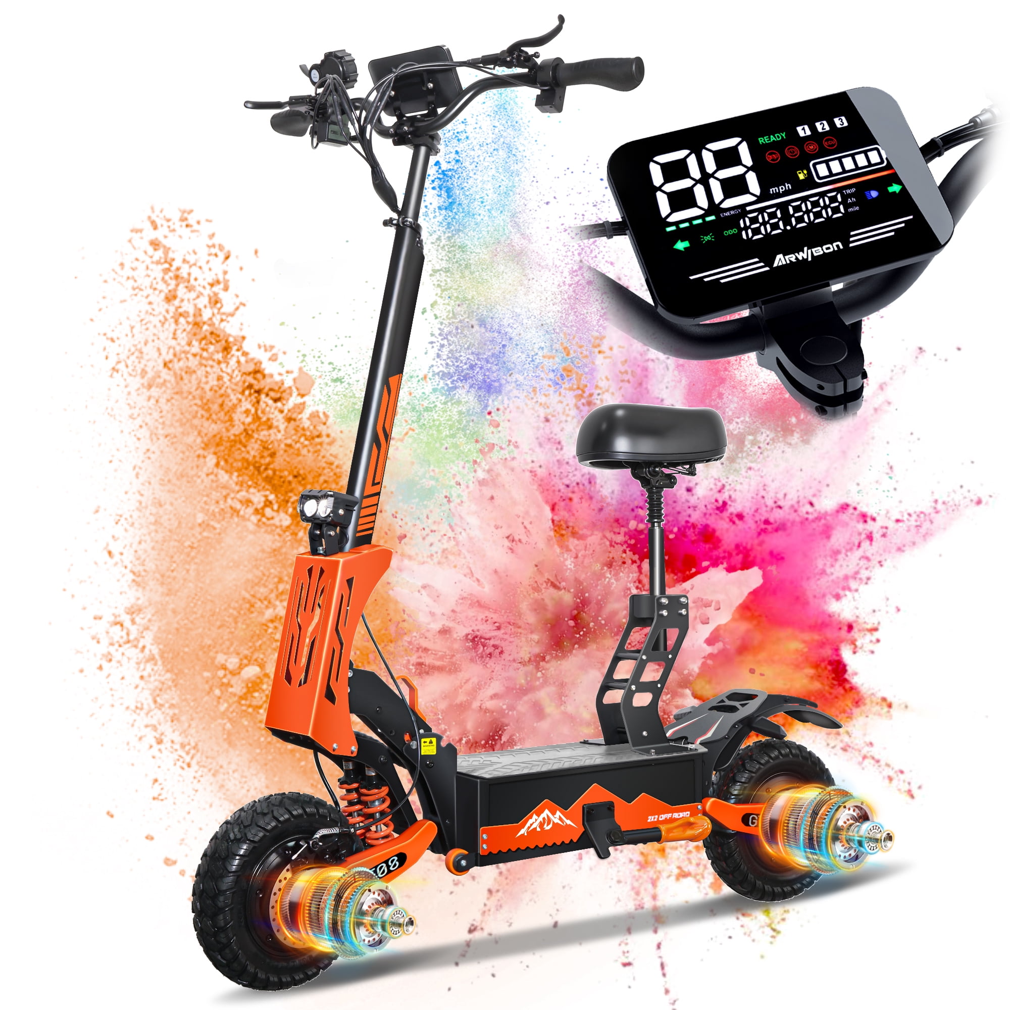 Folding Electric Scooter for Adults 5600W Dual Motors 11" Off Road ...