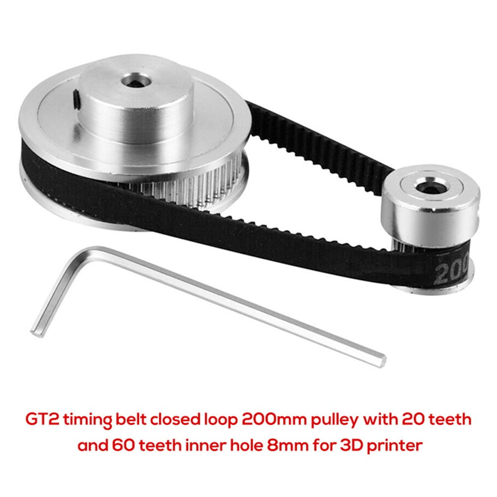 GT2 timing belt closed loop 200mm pulley 20 teeth and 60 teeth inner ...