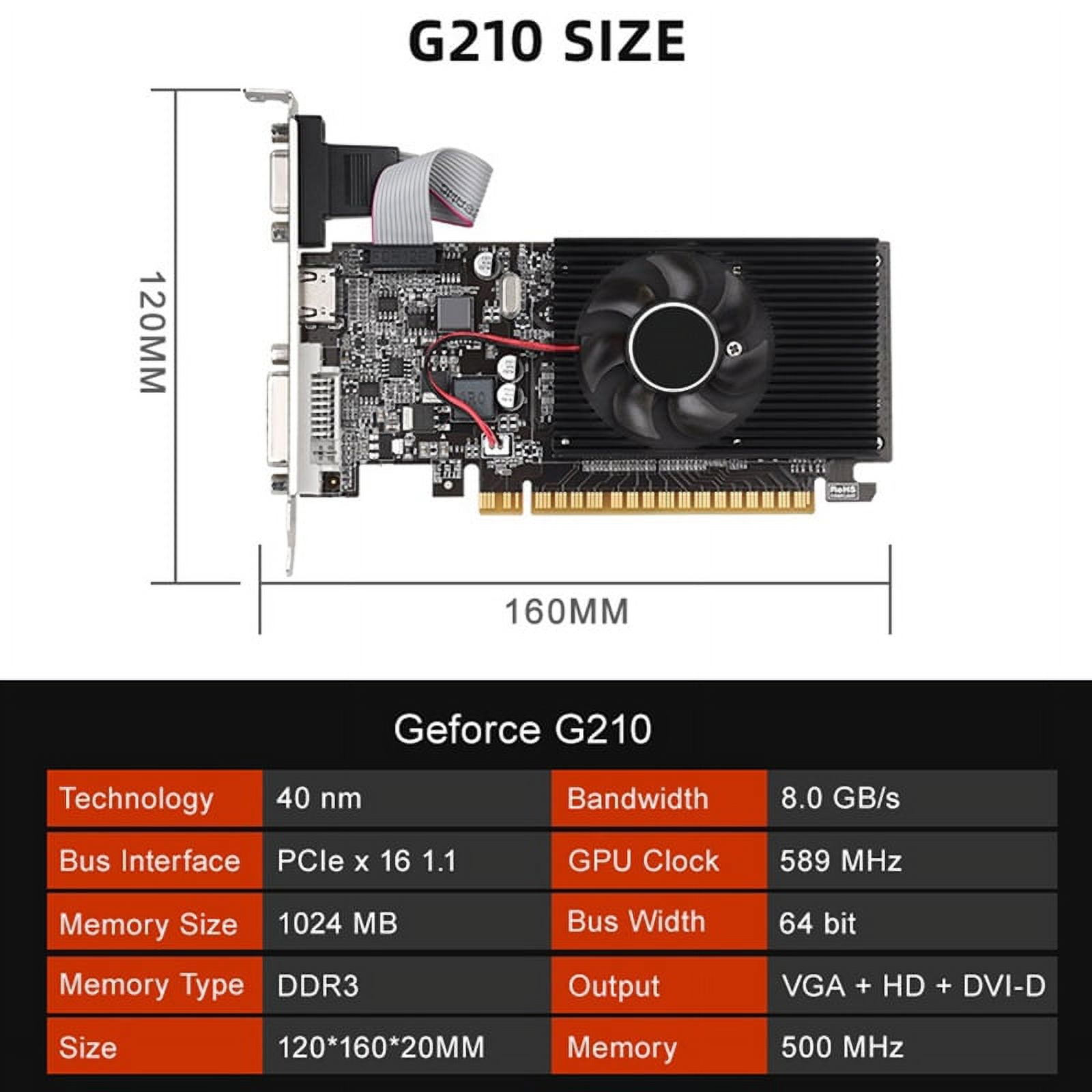 GT210 1G DDR3 Graphics Card 64Bit 589MHZ 500MHZ DVI+VGA+-Compatible Video Card - Walmart.com