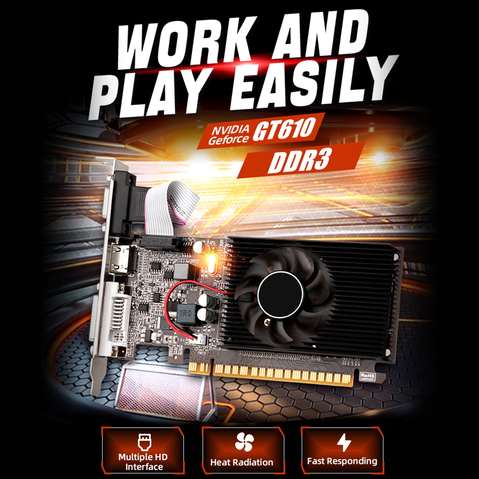 GT610 1GB Independent Graphics Card Small Chassis DDR3 Memory VGA ...