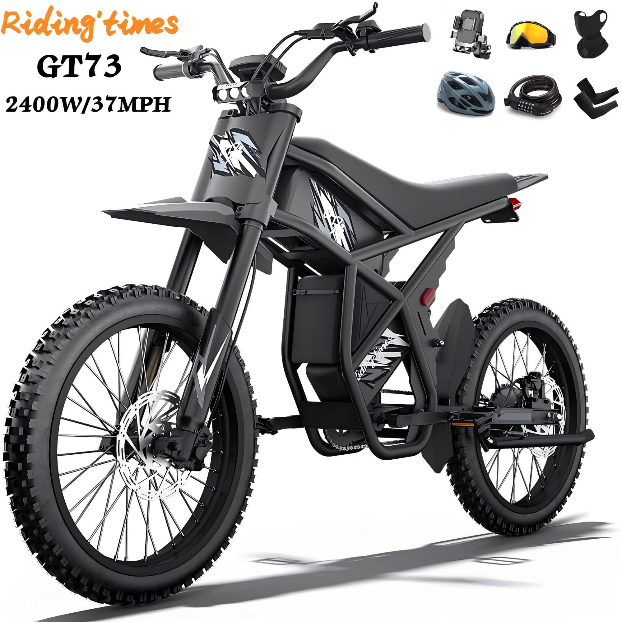 GT73 Electric Dirt Bike for Adults, 37MPH 48V 2400W, 1747Wh Dual Battery Ebike Up to 85 Miles ...