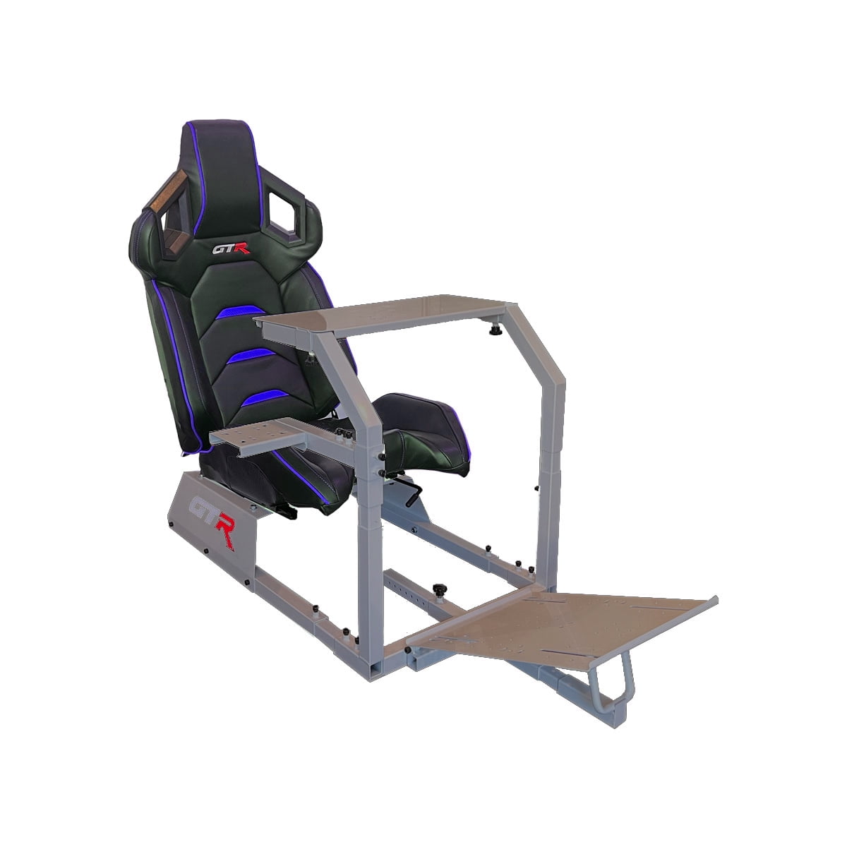 GTA Model Racing Simulator Cockpit Silver Frame with Black/Blue Pista ...