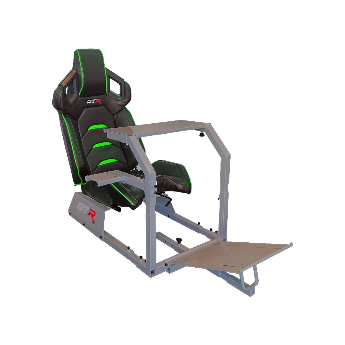 GTAF Model Racing Simulator Cockpit Silver Frame with Black/Green Pista ...