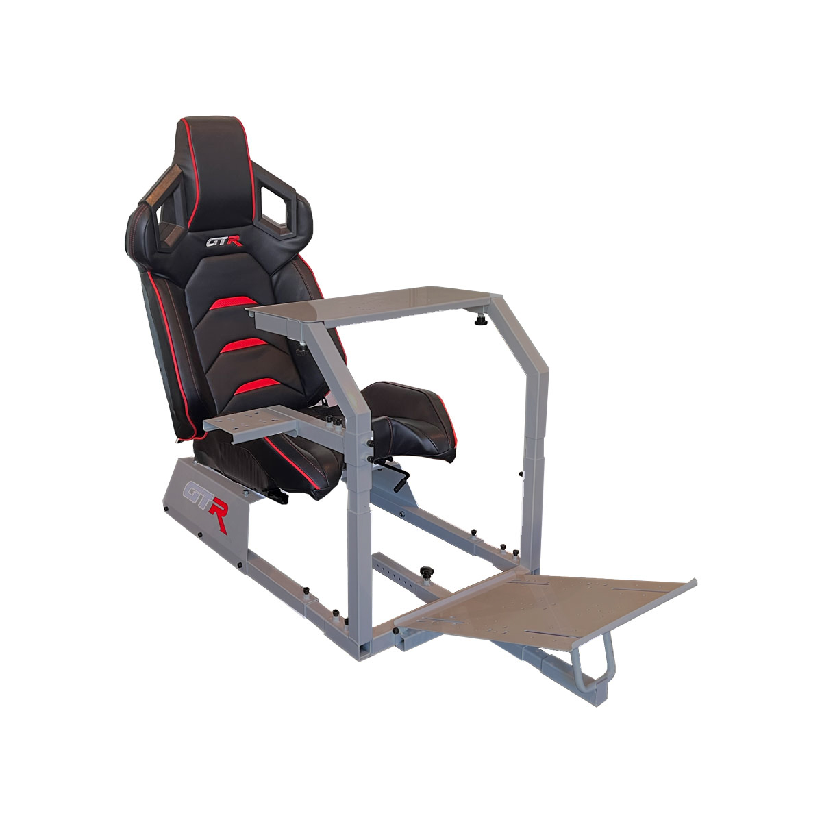 GTA Model Racing Simulator Cockpit Silver Frame with Black/Red Pista ...