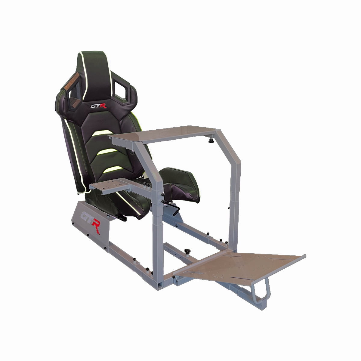 GTA Model Racing Simulator Cockpit Silver Frame with Black/White Pista ...