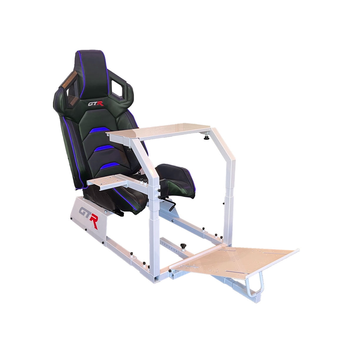 GTA Model Racing Simulator Cockpit White Frame with Black/Blue Pista ...