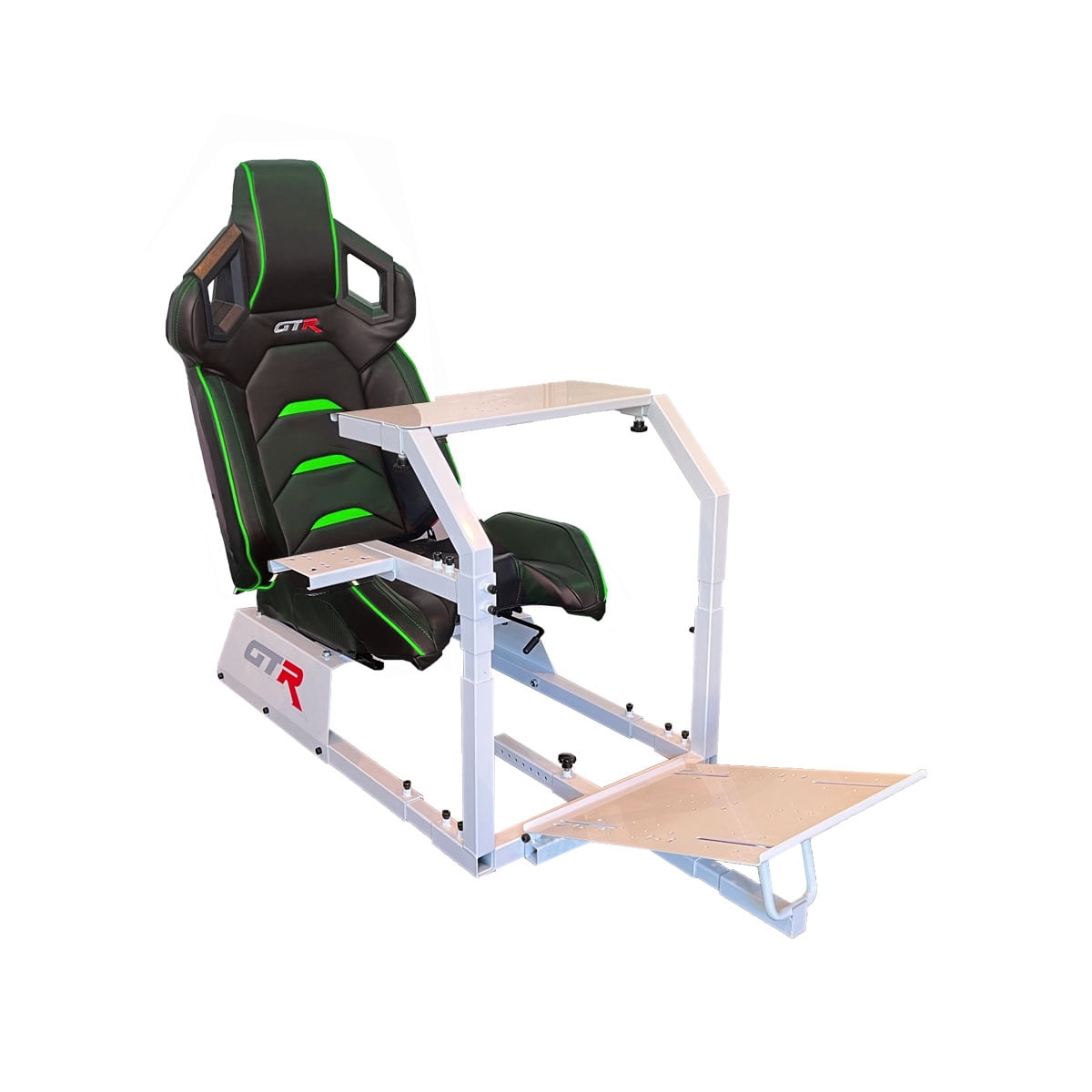 GTA Model Racing Simulator Cockpit White Frame with Black/Green Pista ...