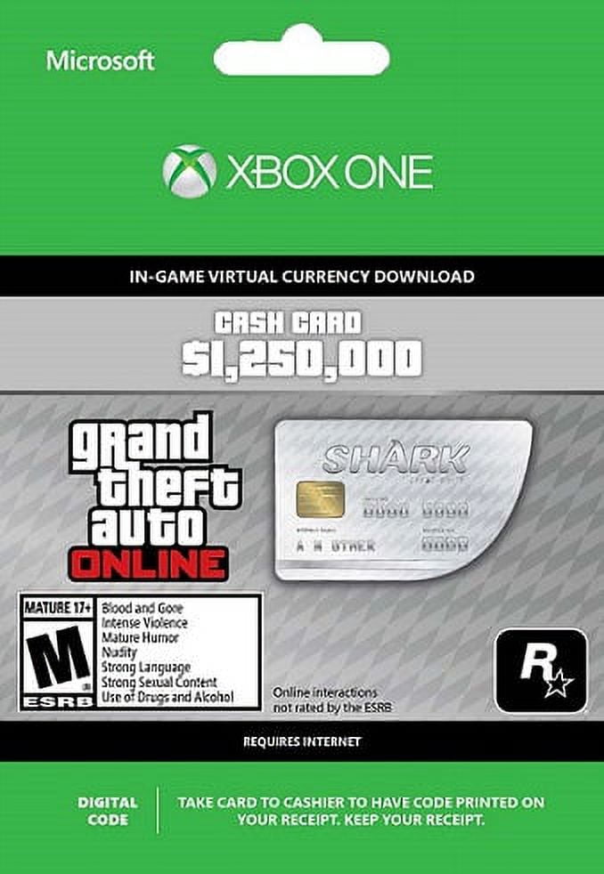 GTA Online Great White Shark Cash Xbox One Gift Card - Walmart.com