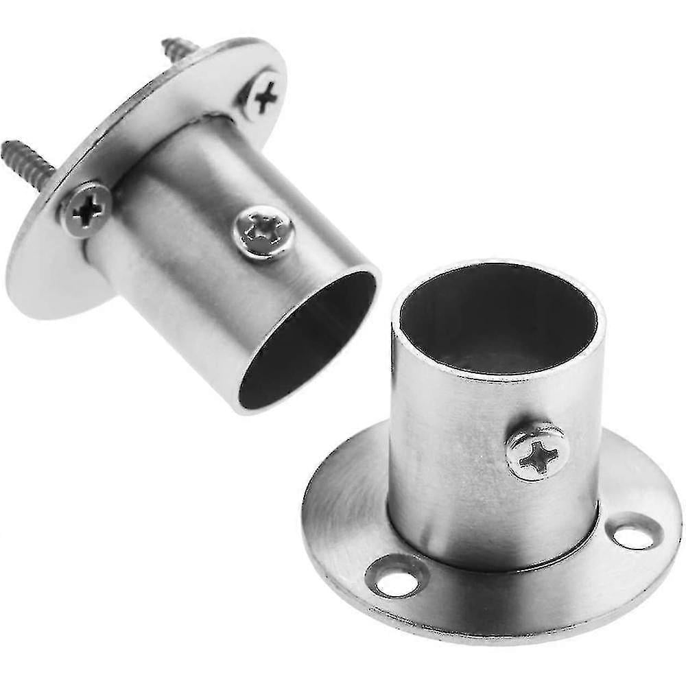 GTB 2 Pieces Stainless Steel Round Tube Bracket, Wardrobe Rod Holder ...