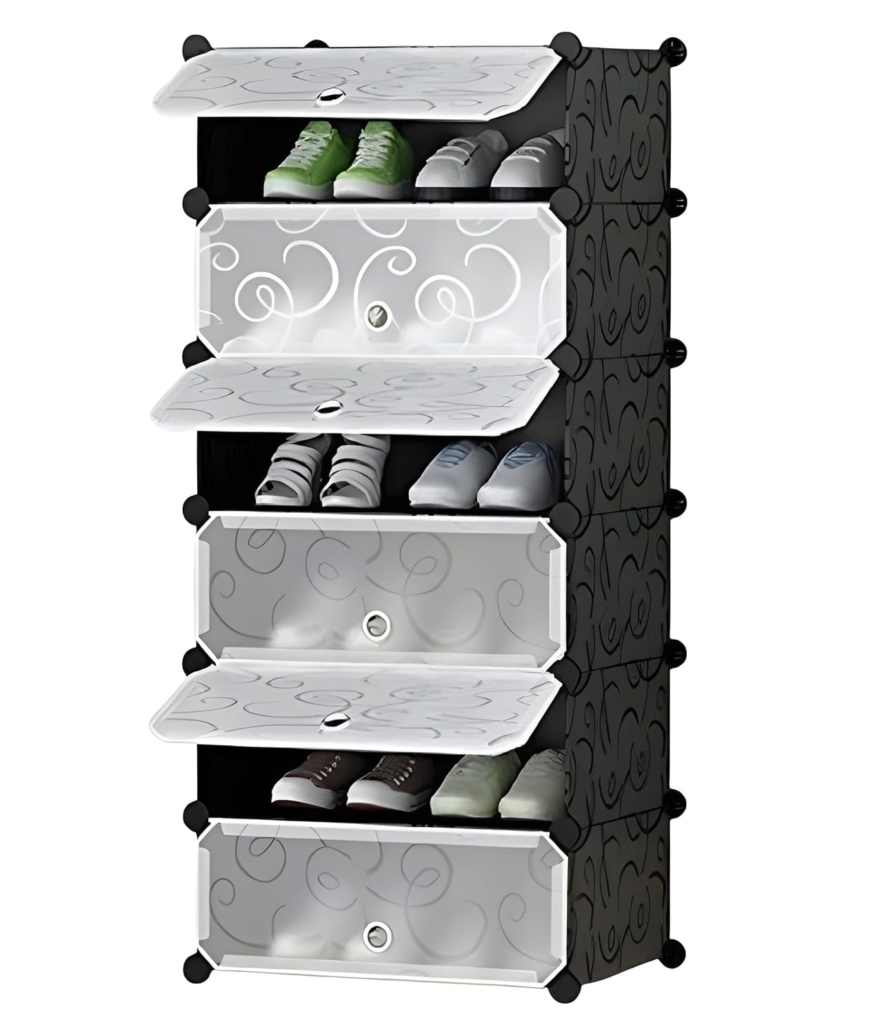 GTC 6 Layer Portable Adjustable Shoe Rack with Door Plastic Shoe ...