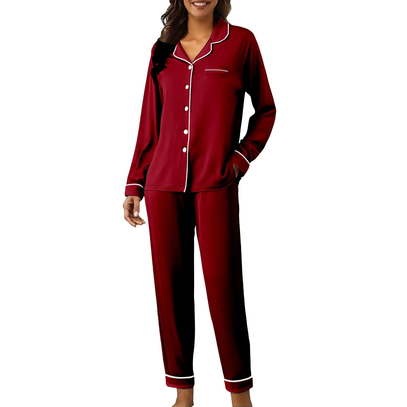GTEYOIJN Ladies' Pajama Set Button Down Pajamas Cute Pajama Sets for ...