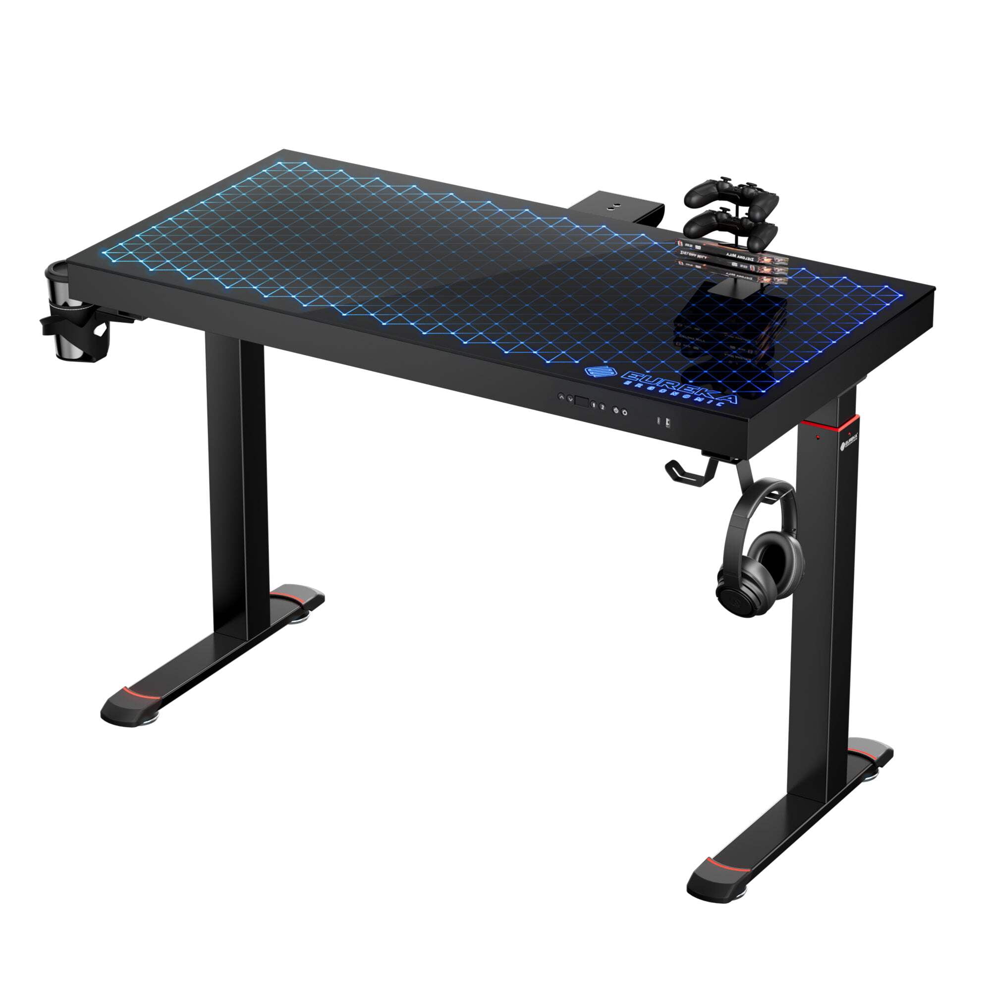 GTG-G47, 47x23 Glass Desktop Gaming Standing Desk - Walmart.com