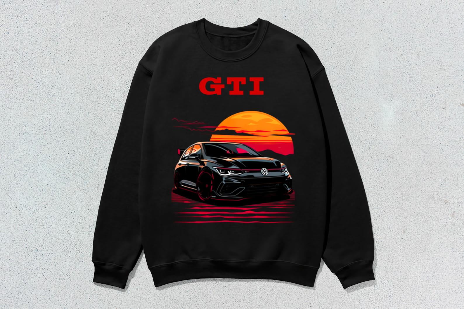 GTI Sunset Silhouette T-Shirt - Premium Black Top with Iconic Sports ...
