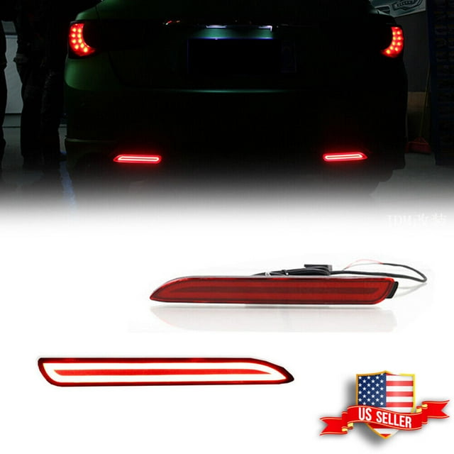 GTINTHEBOX 2PCS 3D Optic Red Lens LED Rear Bumper Reflector Brake Tail ...