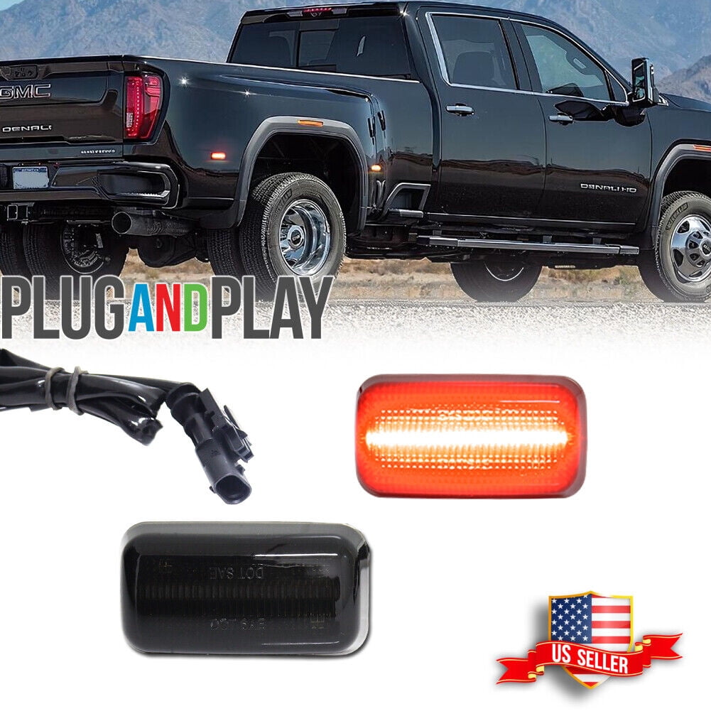 GTINTHEBOX 2PCS Smoke Lens Red LED Rear Fender Marker Lights For 15 ...