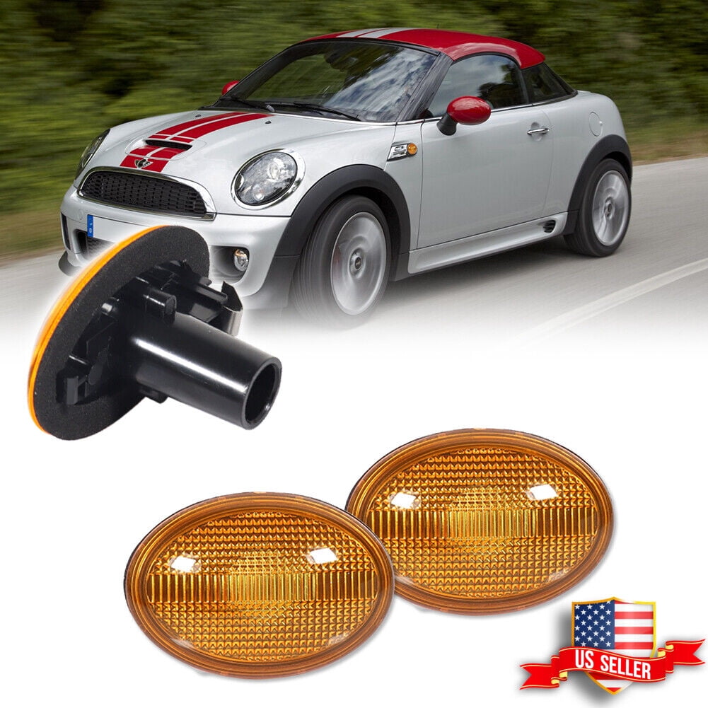 GTINTHEBOX 2X Amber Lens Front Side Marker Fender Light For MINI Cooper ...