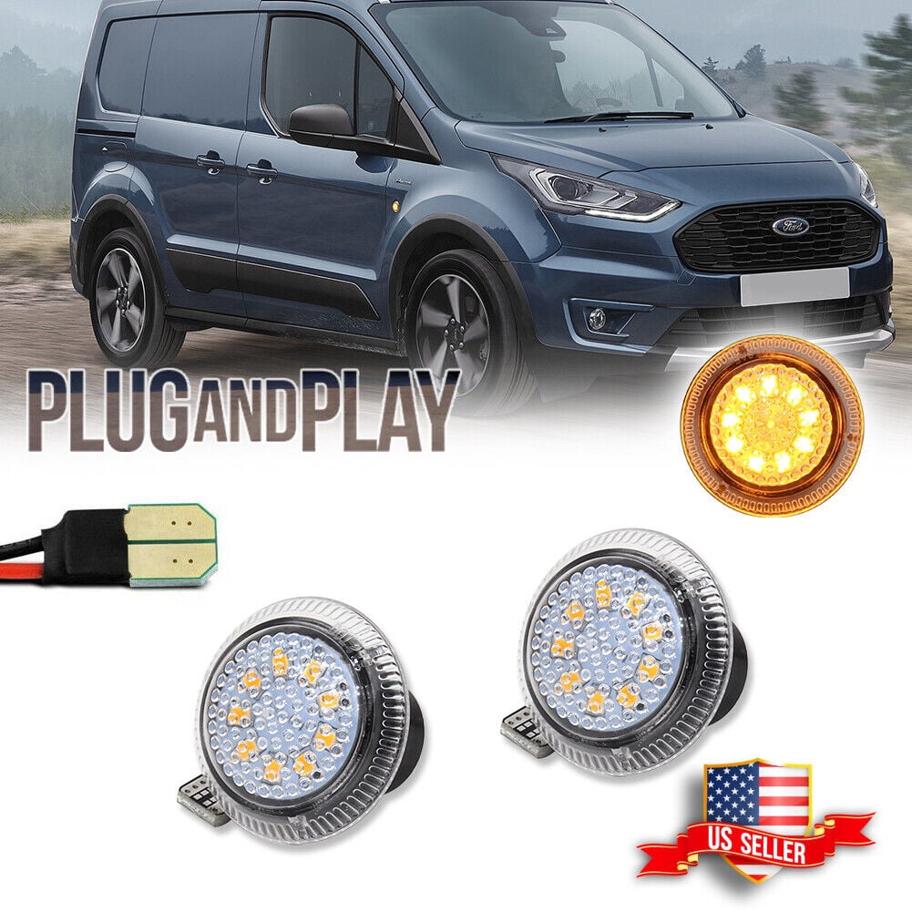 GTINTHEBOX 2X Clear Amber LED Side Marker Repeater Light For 2010-2021 ...