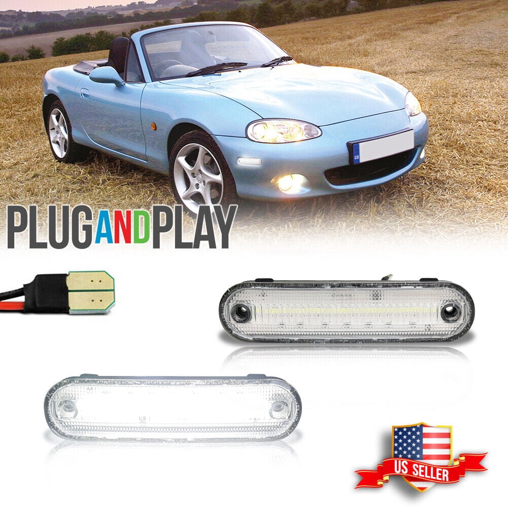 GTINTHEBOX 2X LED Side Marker Light Clear White Front / Rear FOR MAZDA ...