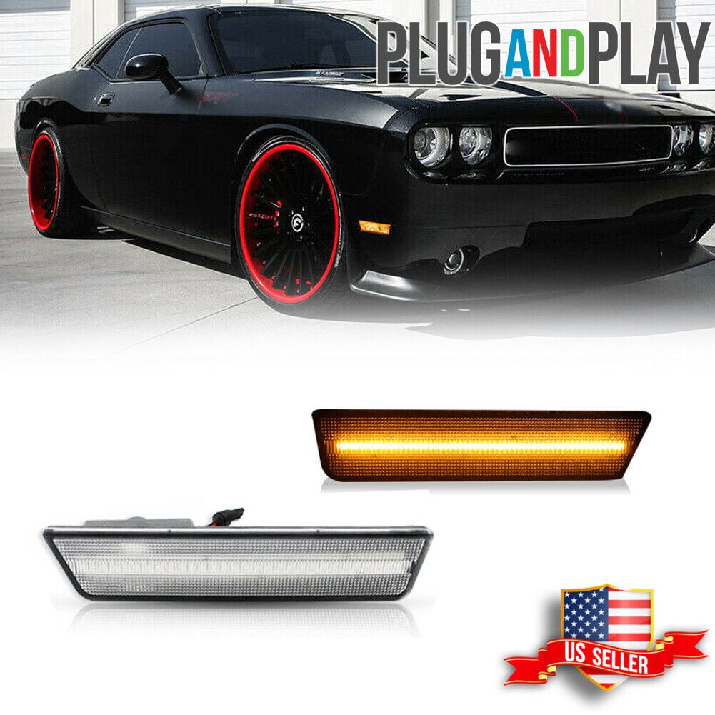 GTINTHEBOX 2pc Clear Lens Front Side Marker Amber LED Lights For 2008 ...