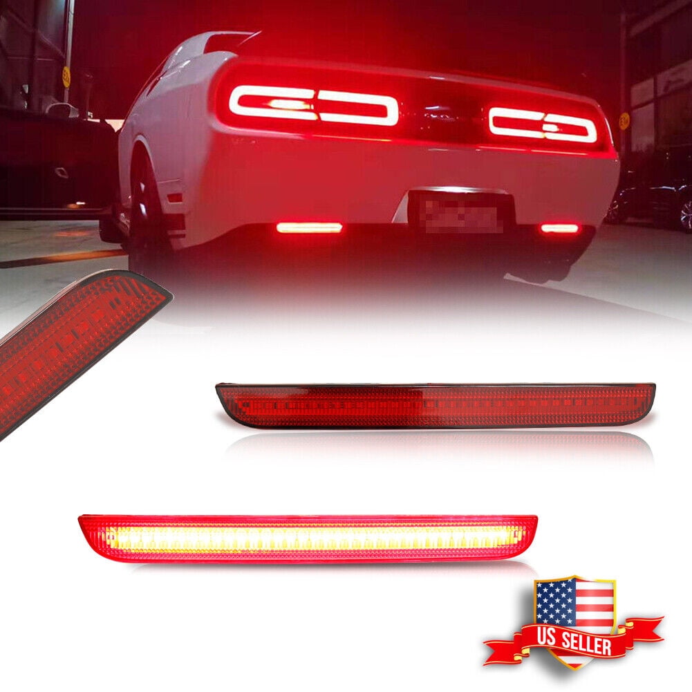 GTINTHEBOX 2x Red Lens Red LED Rear Bumper Reflector Lights for 2015 ...