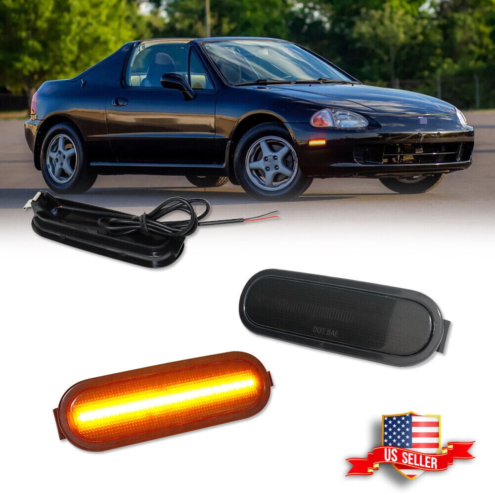 GTINTHEBOX 2x Smoke Front Bumper Amber LED Side Marker Light For 1993 ...