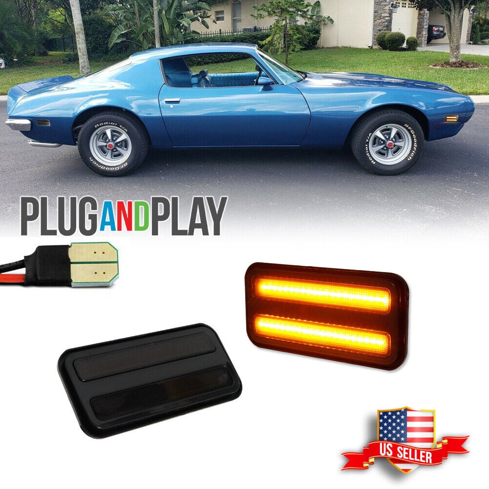 GTINTHEBOX 2x Smoked Lens Amber LED Front Side Marker Lights For 1970 ...