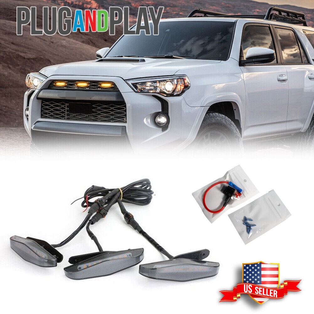 GTINTHEBOX 3PC Set Smoked Amber LED Front Grille Light Lamp Kit For ...