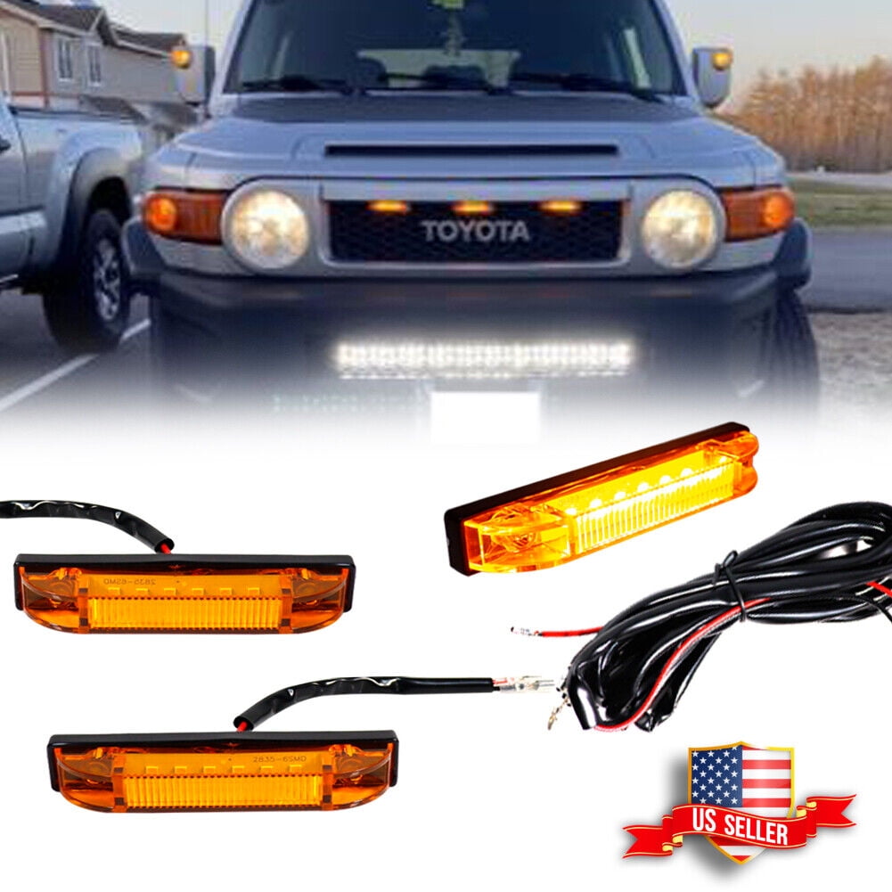 GTINTHEBOX 3PCS Amber LED Front Grille DRL Running Lights Lamps For ...