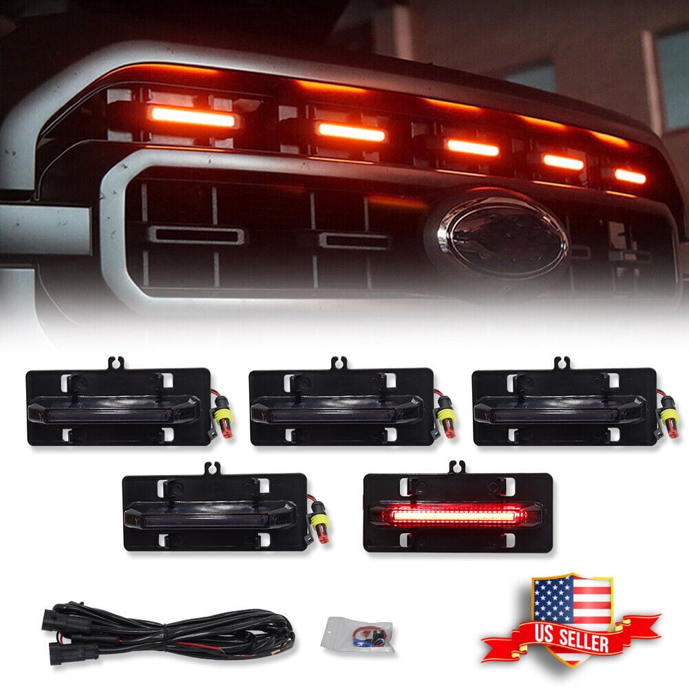 GTINTHEBOX 5x Smoke Red LED Front Grille Lights For 2021-2023 Ford F150 ...