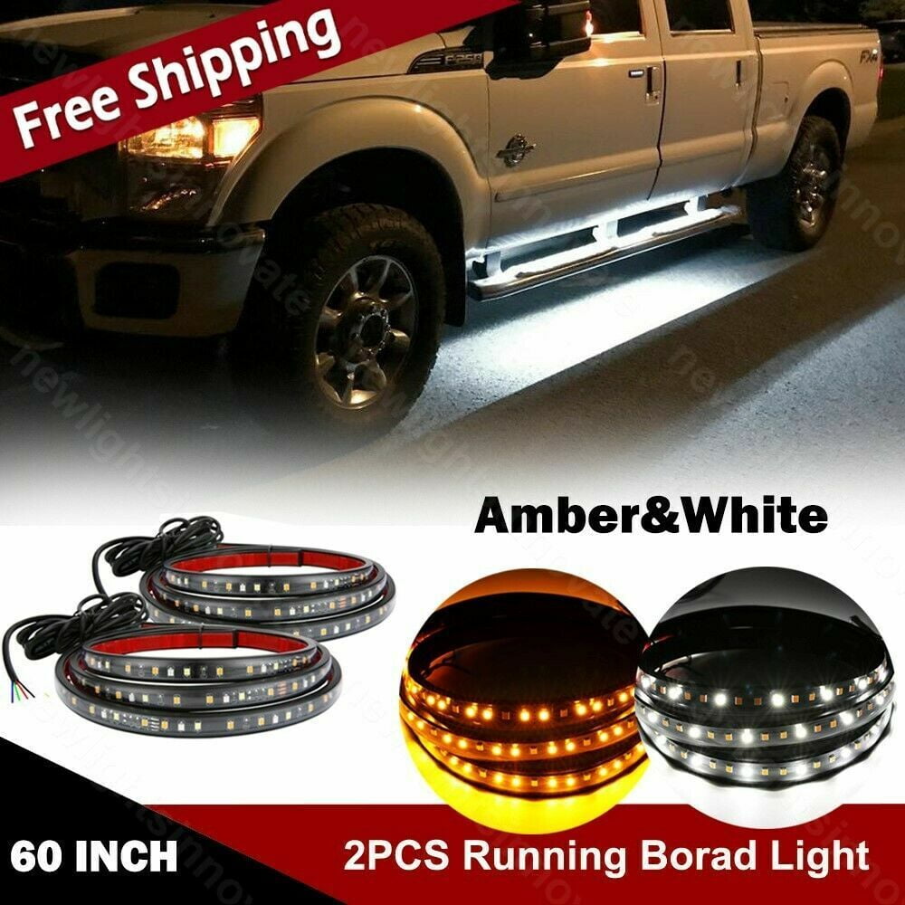 GTINTHEBOX 60" 120-SMD White/Amber Ambient LED Strips Running Board ...