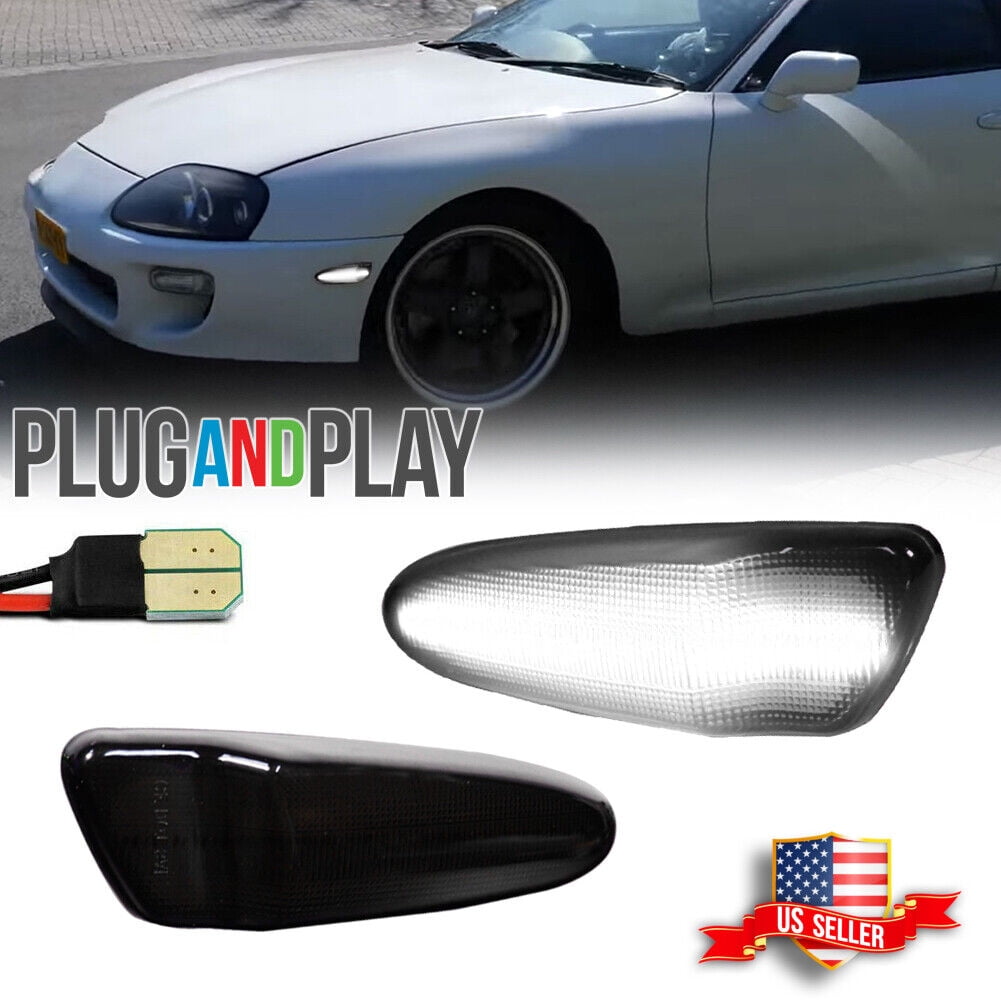 GTINTHEBOX For 1997-1998 Toyota SUPRA MK.4 Smoked White LED Front ...