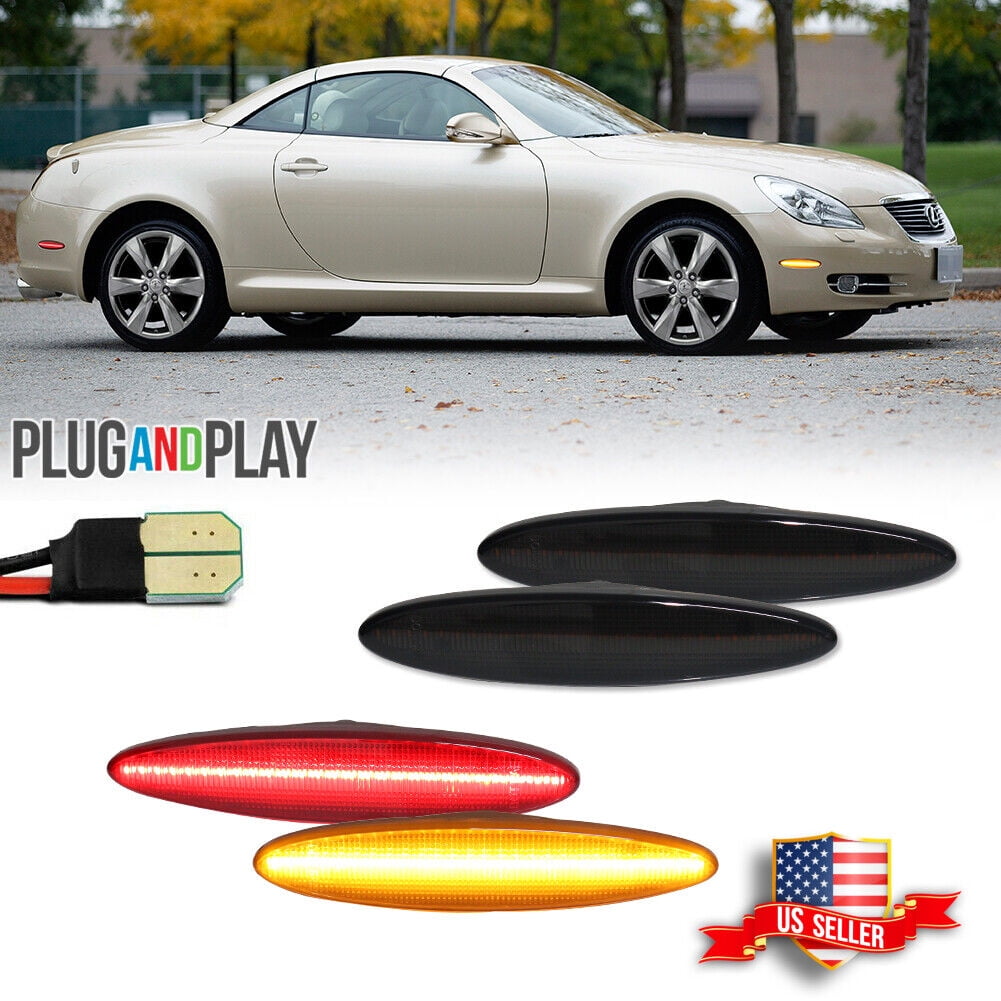 GTINTHEBOX For 2002-2010 Lexus SC430 Smoked Front Rear LED Side Marker ...