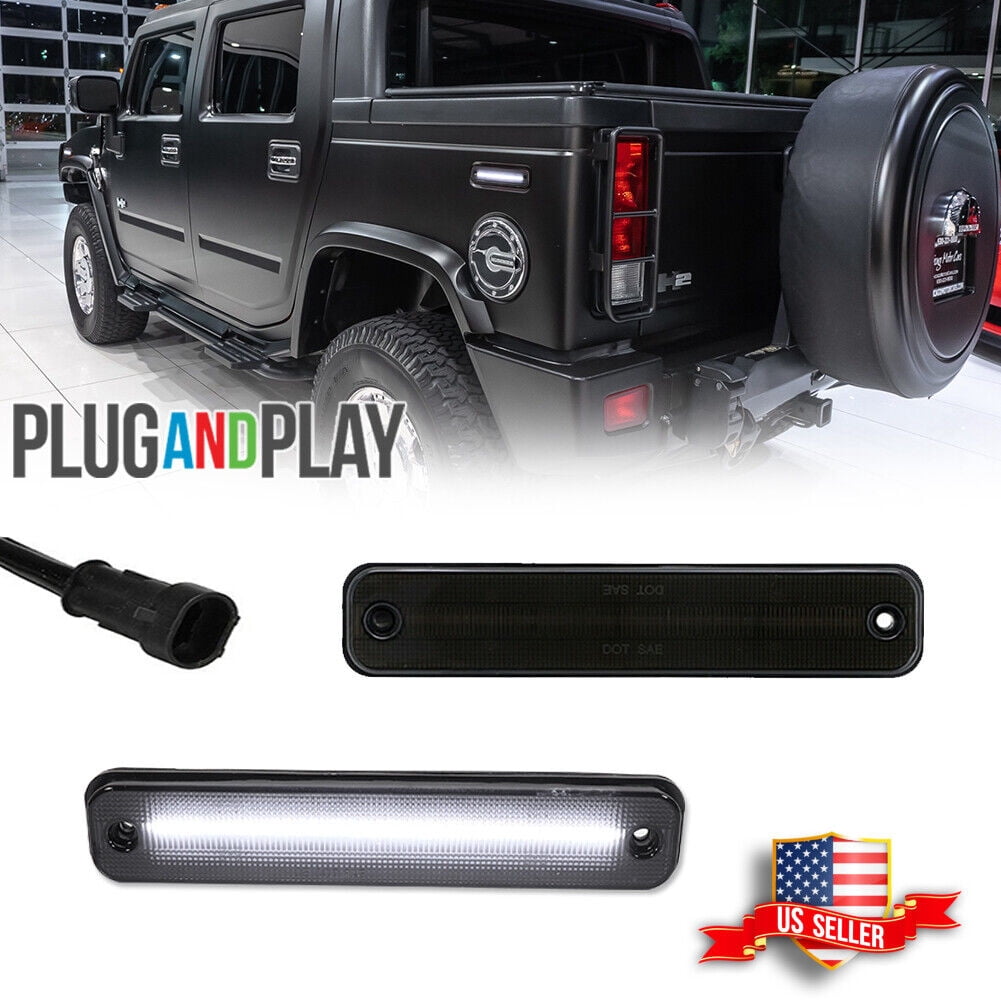GTINTHEBOX For 2003-2009 Hummer H2 Smoked Rear White LED Fender Side ...