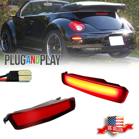 GTINTHEBOX For 2006-2010 VW Volkswagen Beetle Red Lens Red LED Rear ...