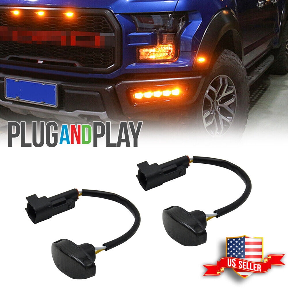GTINTHEBOX For 2010-2014 Ford Raptor Smoked Lens Front Amber LED Side ...