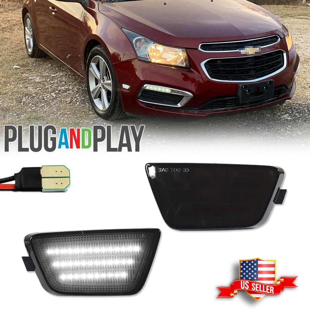 GTINTHEBOX For 2011-2015 Chevy Cruze Smoked Lens White LED Front Bumper ...