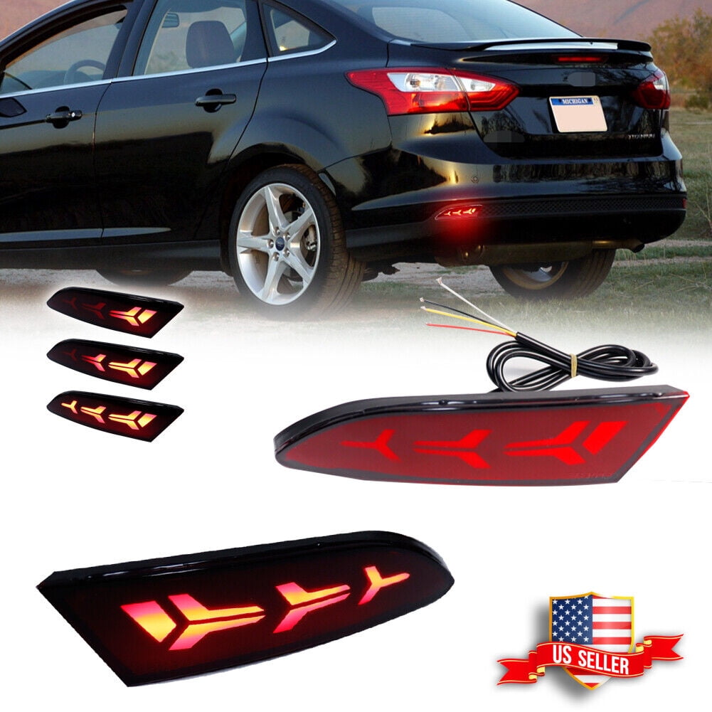 GTINTHEBOX For 2012-2014 Ford Focus Red LED Rear Reflector Tail ...