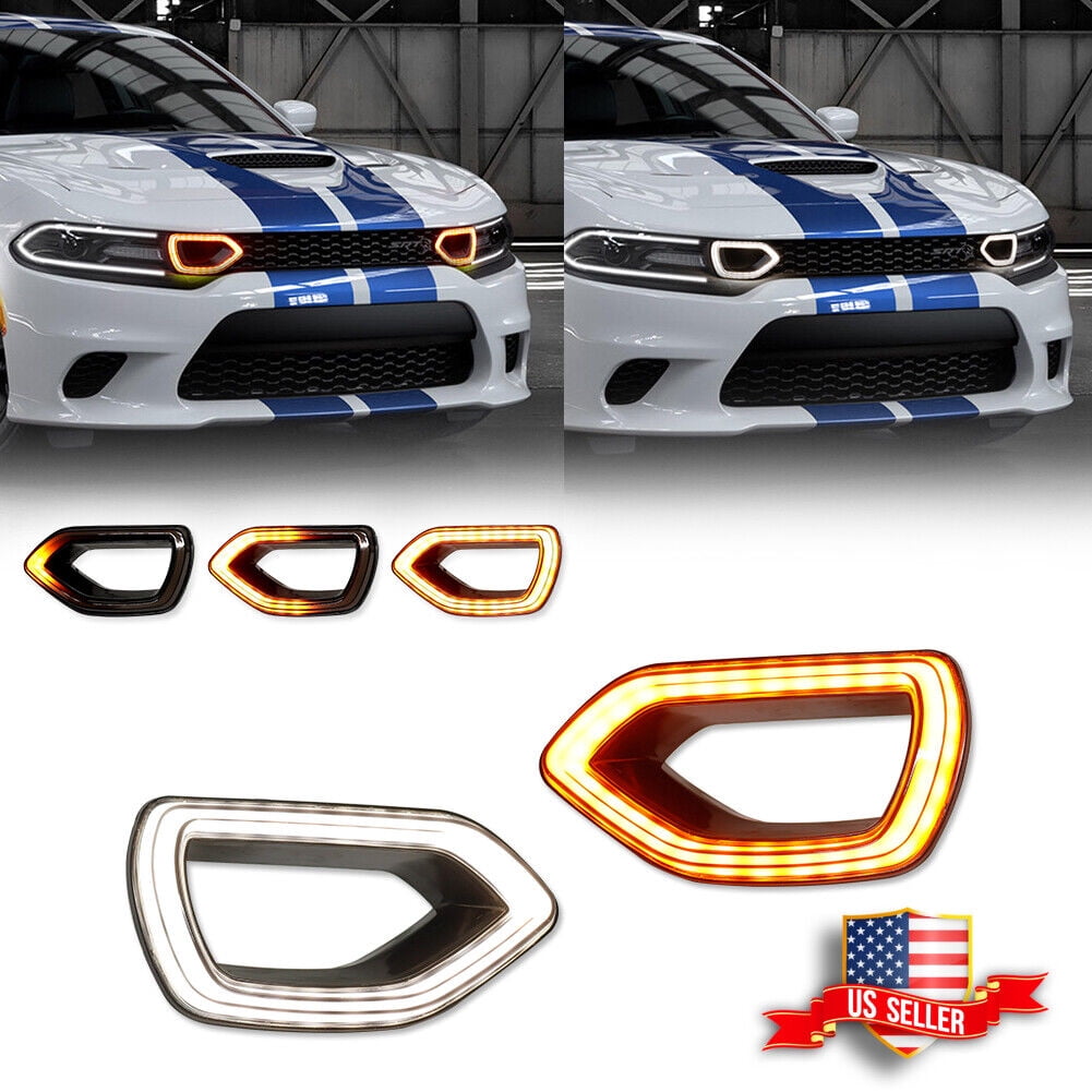 GTinthebox 2015-2021 Dodge Charger SRT Smoke Switchback LED DRL Grille ...