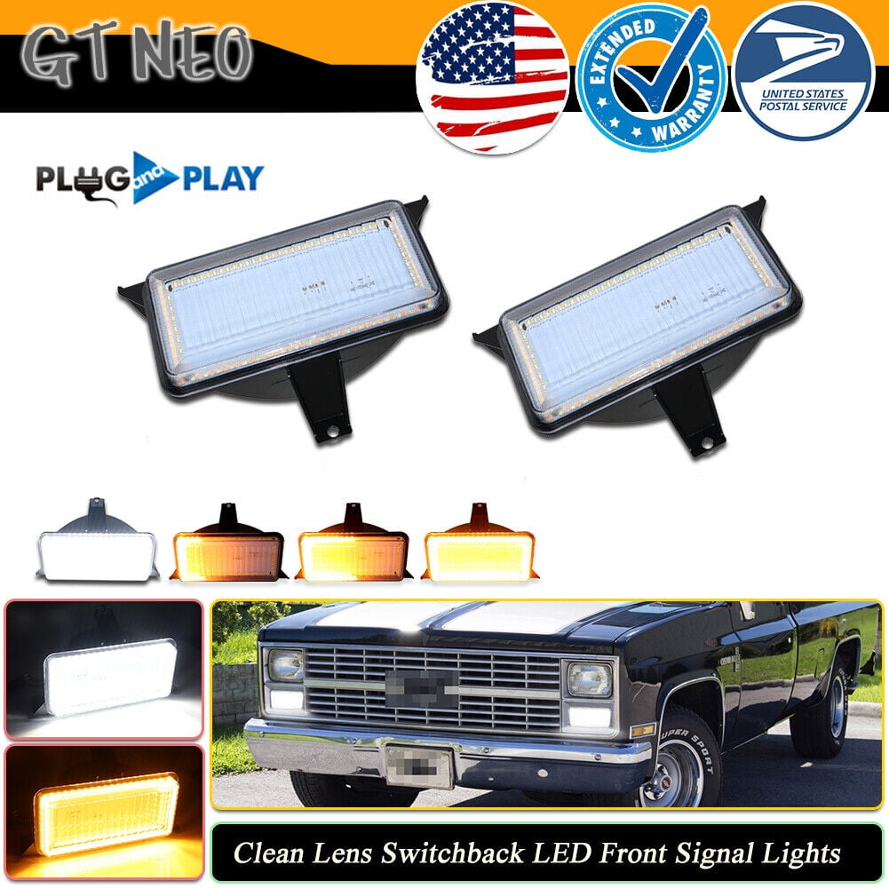 GTINTHEBOX For Chevrolet GMC Pickup Truck White DRL Sequential Amber ...