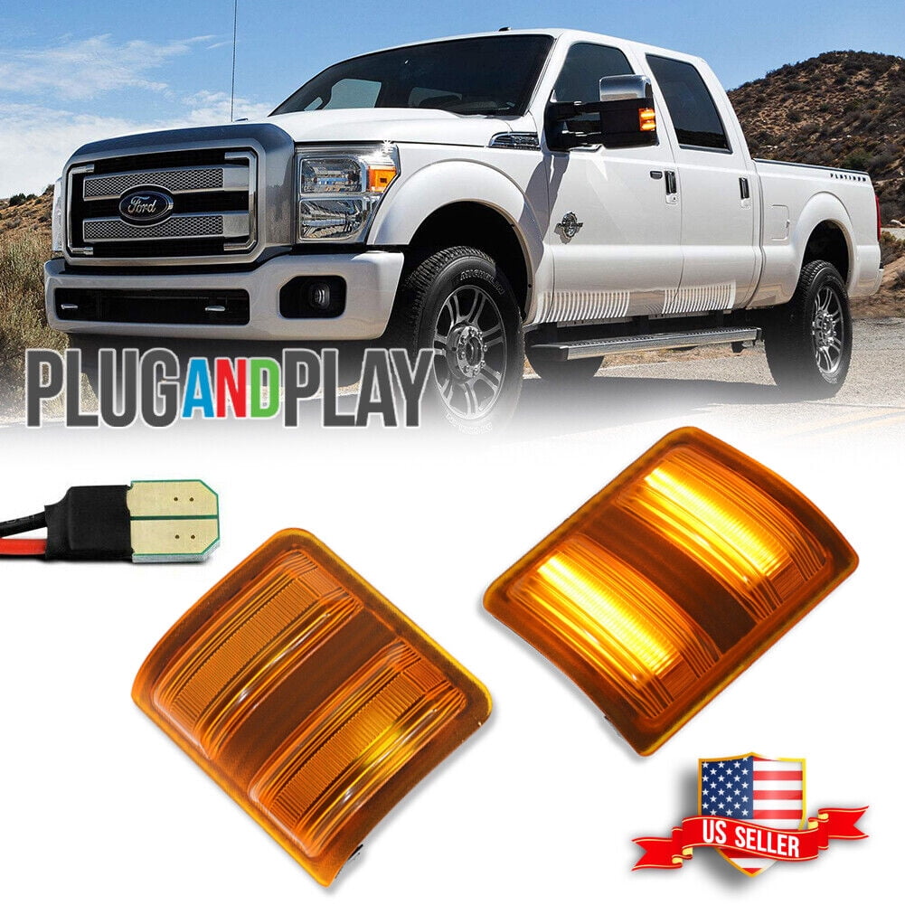 GTINTHEBOX For Ford F250 F350 F450 F550 Amber Lens Full LED Side Mirror ...