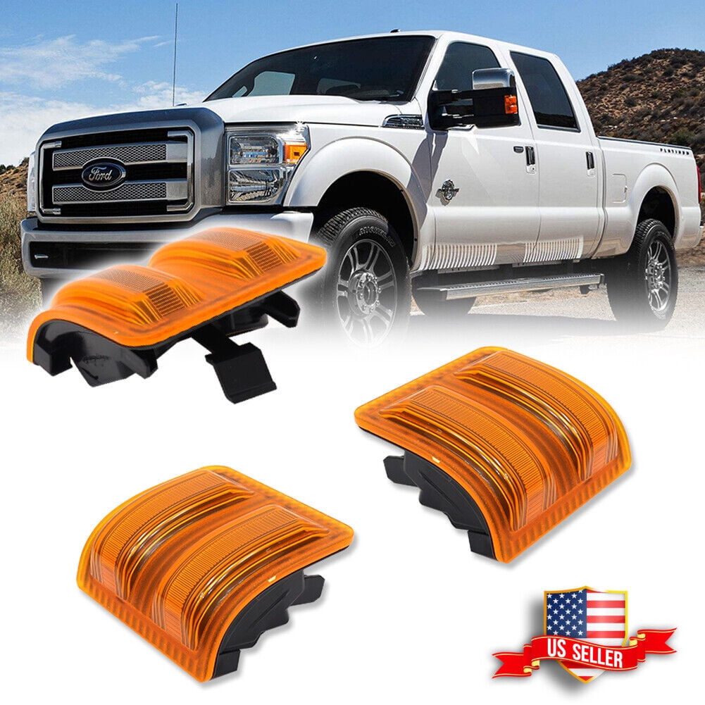 GTINTHEBOX For Ford F250 F350 F450 F550 Amber Lens Side Mirror Marker ...