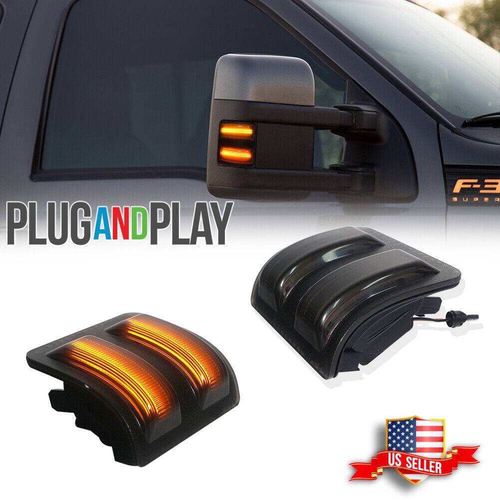GTINTHEBOX For Ford F250 F350 F450 F550 Smoked Amber LED Side Mirror ...