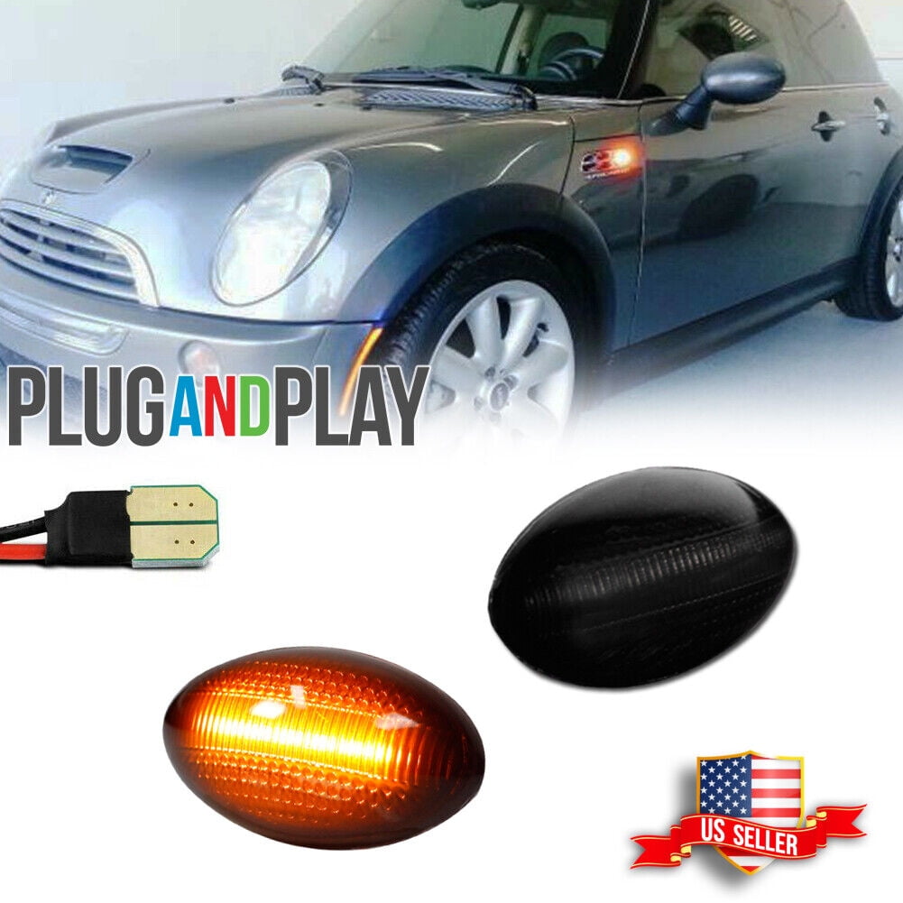 GTINTHEBOX For Mini Cooper R50 R52 R53 02-08 Smoked LED Side Marker ...
