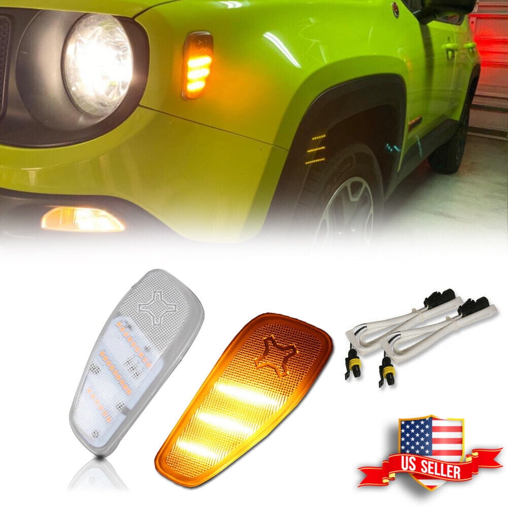 GTINTHEBOX L + R Clear Amber LED Side Marker Indicators Lights For 2015 ...