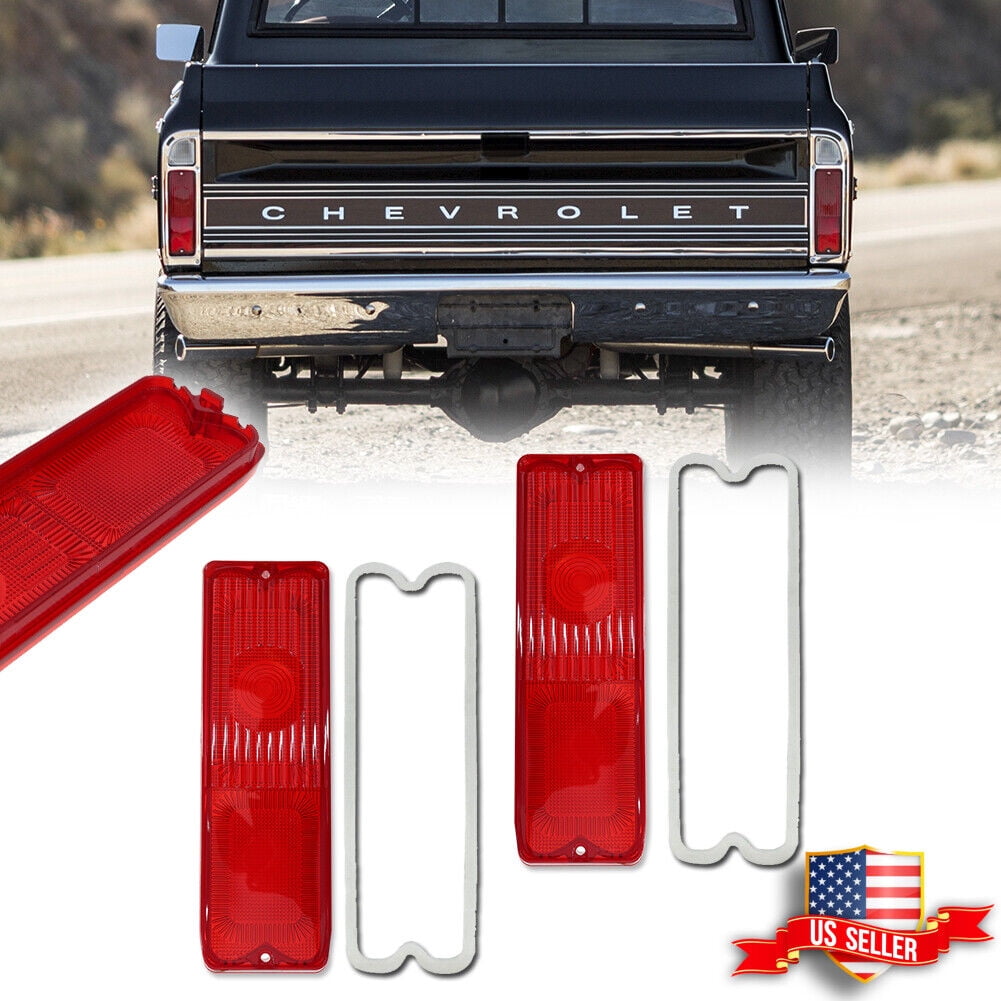 GTINTHEBOX Pair Red Tail Light Tailight Lamp Lenses For 1967-1972 Chevy ...